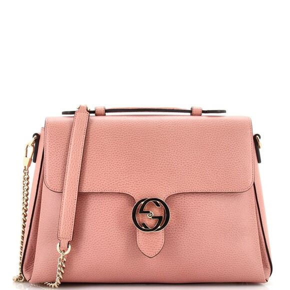 Gucci | Bags | Gucci Interlocking Top Handle Bag Outlet Leather Medium ...